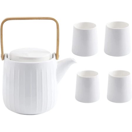 5 Pieces Porcelain Ceramic Teapot Chinese Tea Set Kung Fu Tea Set ...
