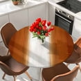 Burnt Orange Striped Round Tablecloth 55-60 Inch Round Fitted Table ...