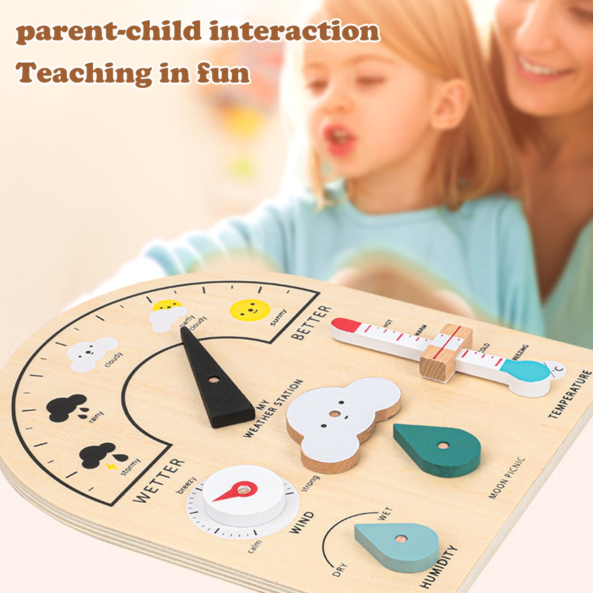 Buy Willstar Weather Watch - Educational Wooden Weatherboard for Kids ...
