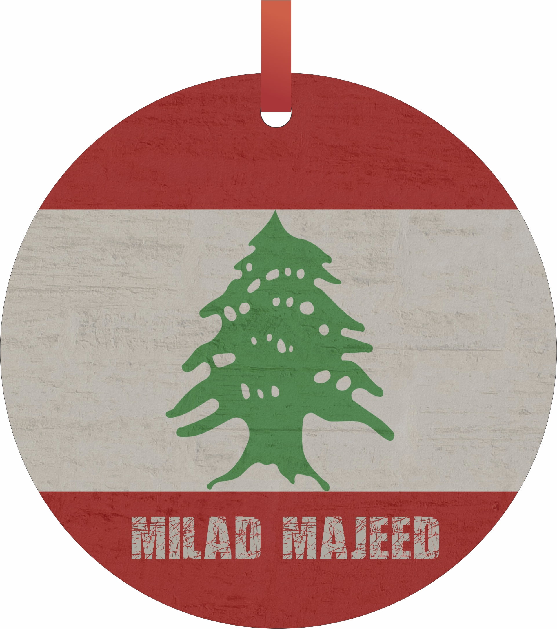 Lebanese Flag Milad Majeed Hanging Round Shaped Tree Ornament - (Flat ...