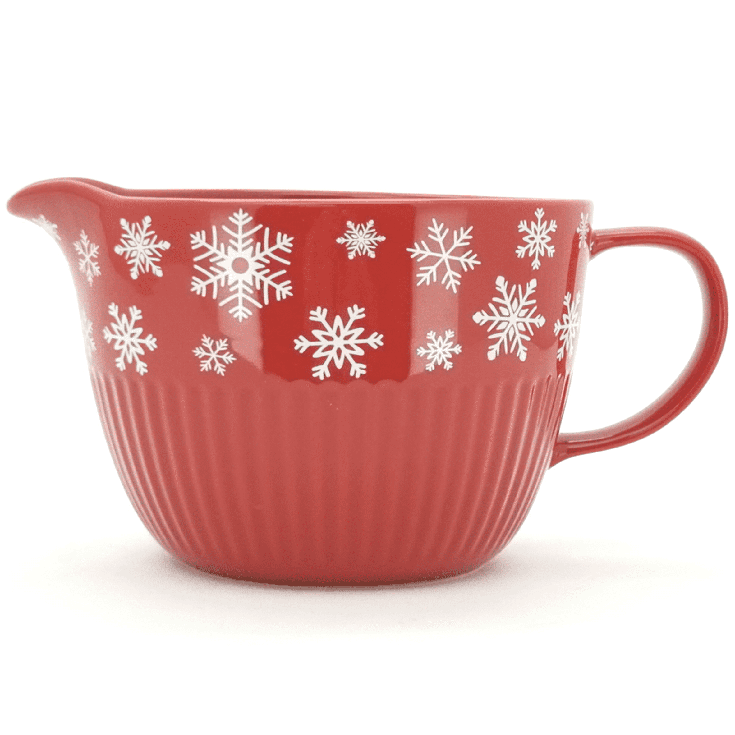 Holiday Time Red and White Snowflake Batter Bowl, Stoneware Ceramic ...