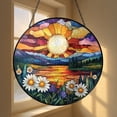 Daisy Field Faux Stained Glass Window Decor, Sunset Inspired Floral ...