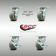 4 Inch SS Thermoplastic Caster Set with Roller Bearing 2 Swivel Lock 2 ...