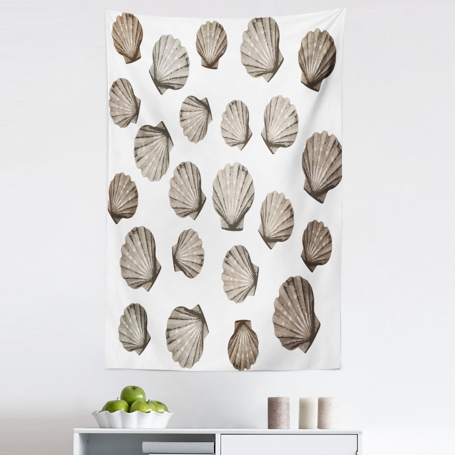 Scallop Tapestry, Clam Seashells Beach Pecten Family Nautical Creatures ...