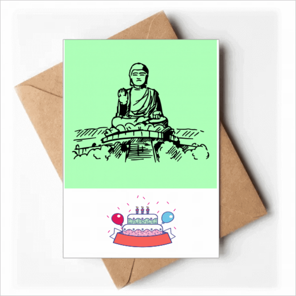 Altar Building Blessing Statue Outline Happy Birthday Greeting Cards ...