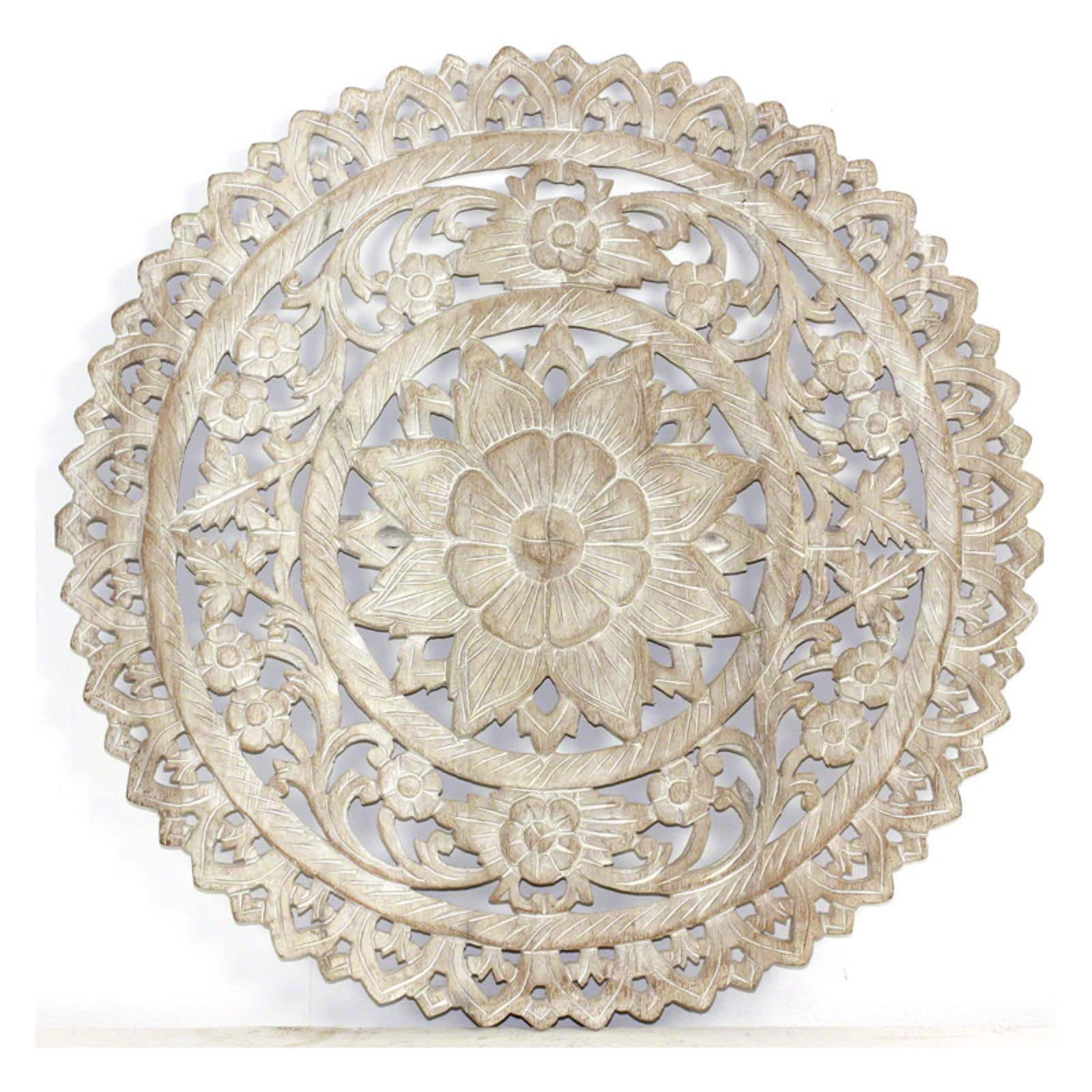 Haussmann® Teak Lotus Panel Inlay Round 60 cm H Sand Washed - Walmart.com