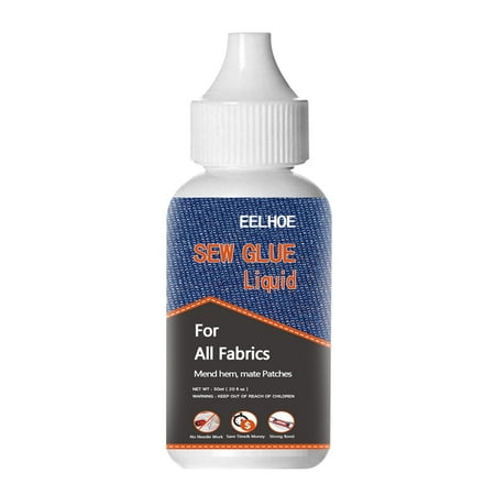 EELHOE EELHOE 30ml Sew Glue Liquid Quick-drying Non-toxic Sewing Solution for Torn Fabric Sewing ...