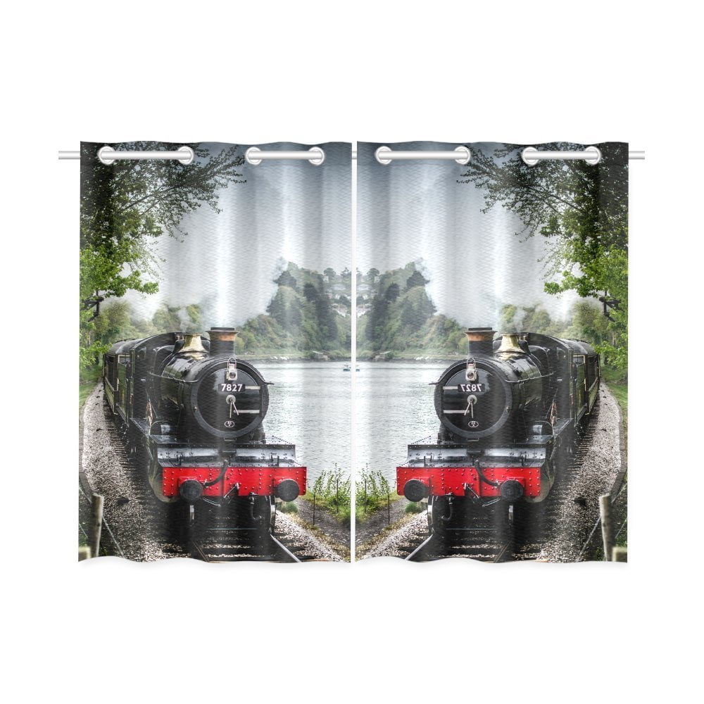 MYPOP Steam Train Window Curtain Kitchen Curtain 26x39 inches (Two ...