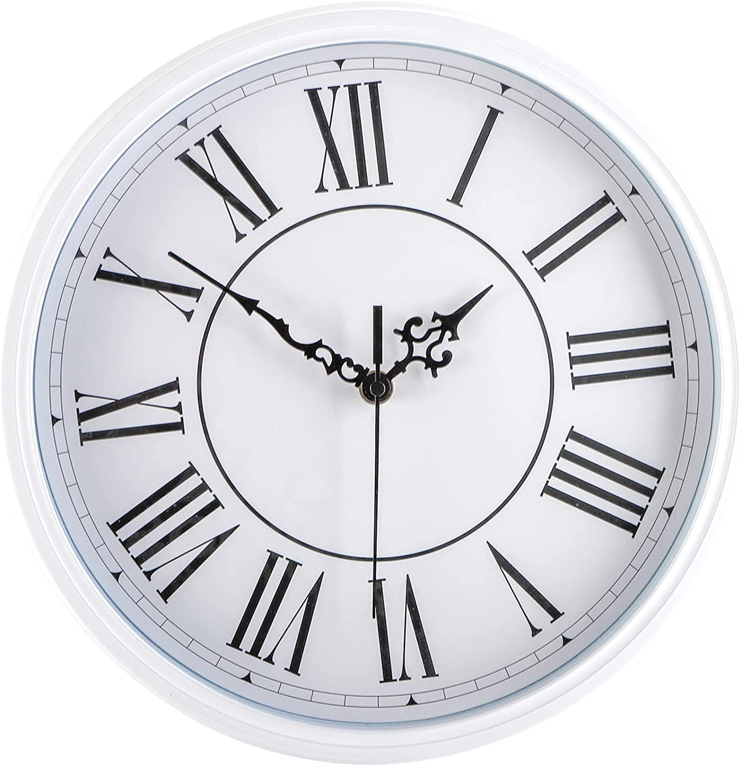 Fortunenine Roman Wall Clock, Non Ticking Silent Analog Roman Clocks ...