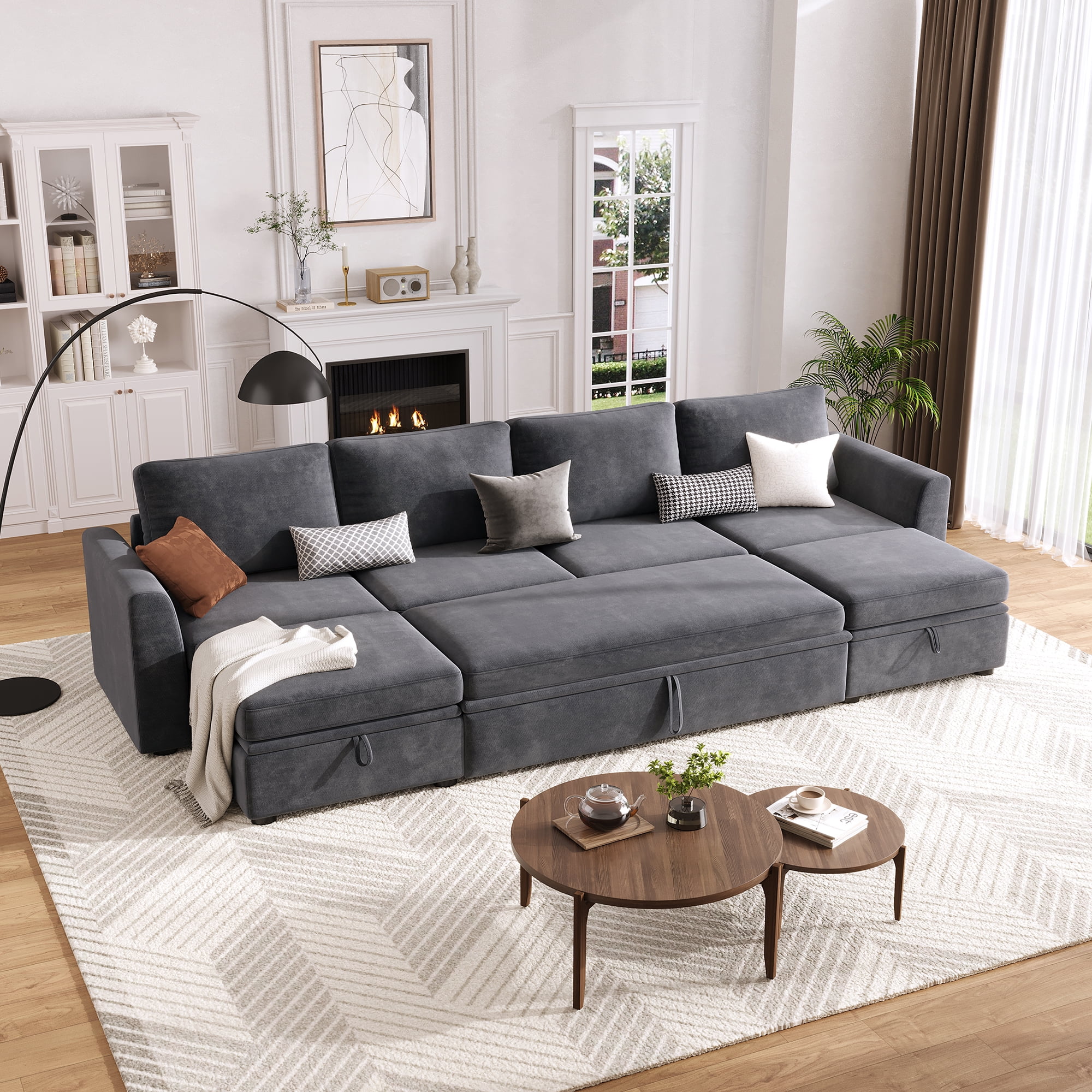 Click here for Garvee Chenille Modular Sofa With Pull-Out Bed prices