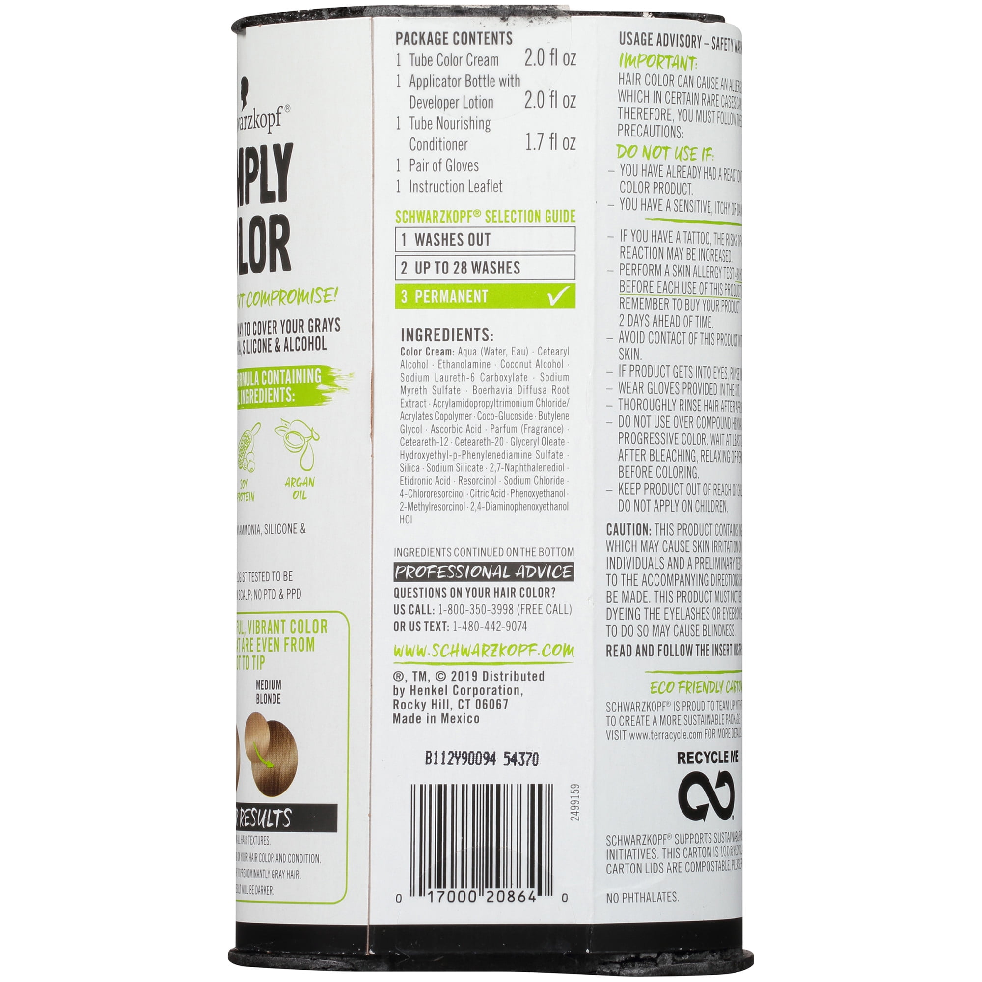 Buy Schwarzkopf Simply Color Permanent Hair Color, 8.0 Medium Blonde ...