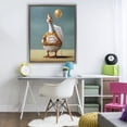 Stupell Industries Silly Goose with Balloon Gray Framed Floater Canvas ...