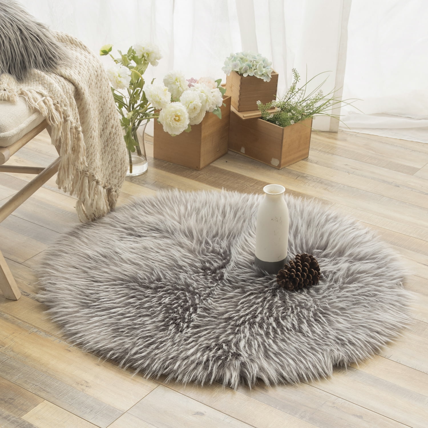 Fluffy Faux Peacock Fur Area Rug，Soft Decorative Indoor Floor Mat ...