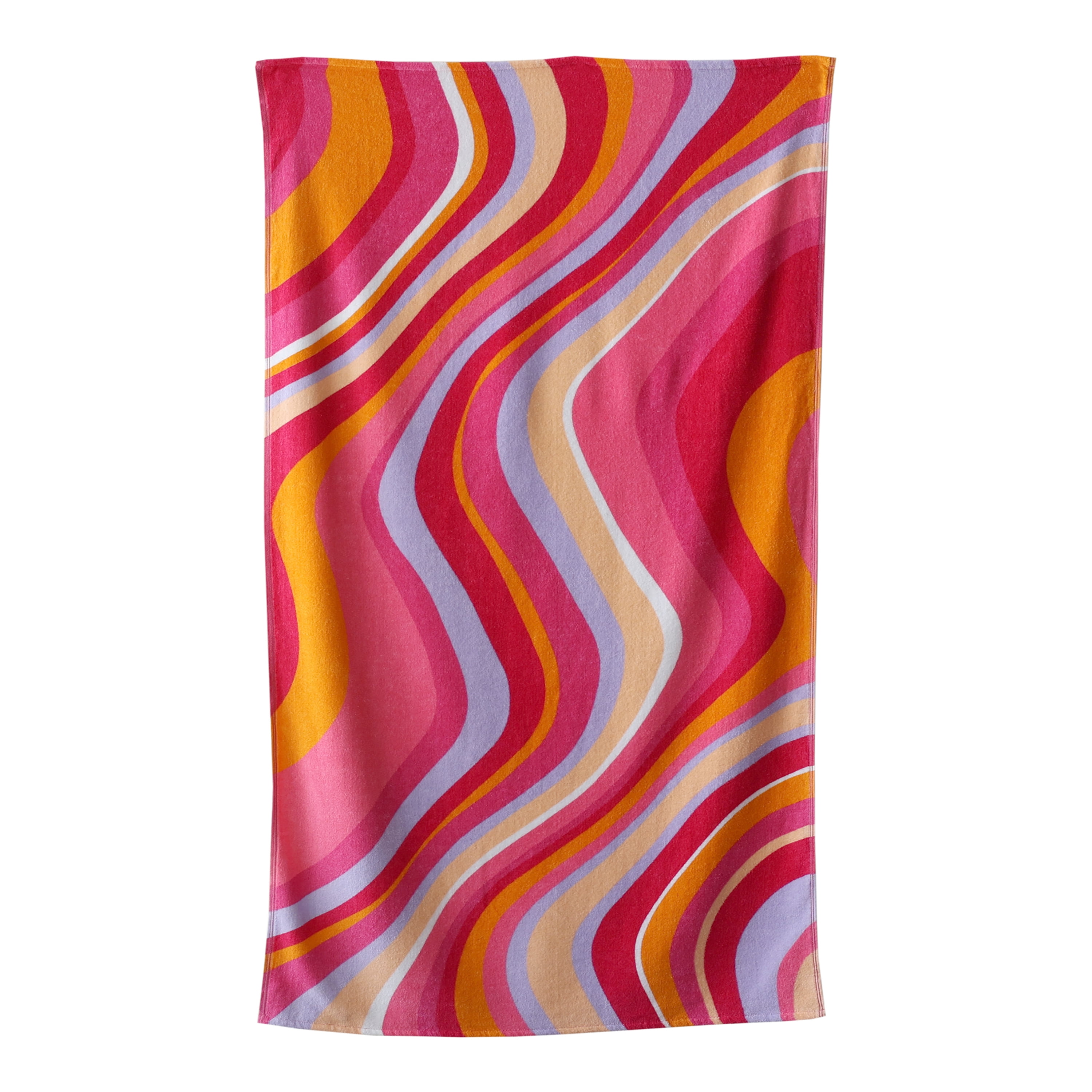Mainstays Velour Beach Towel, Pink Wavy, Multi-Color, 28x60 - Walmart.com