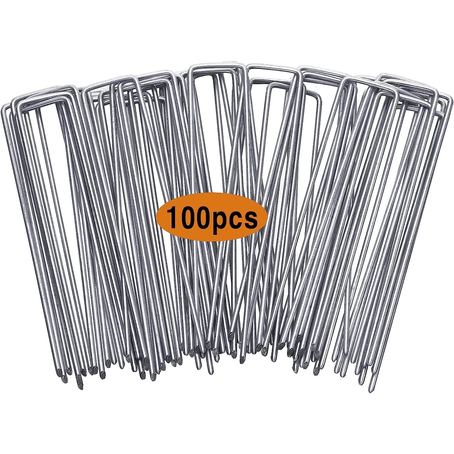 7.8inch 100 Pcs Garden Stakes Galvanized Landscape Staple, U-Type Turf ...