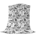 Black White Farmhouses Fleece Throw Blanket Vintage Houses Cows Sheep ...