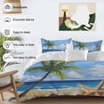 Beach Coconut Trees Ocean Starfish Shell Full Size Bed Set,Watercolor ...