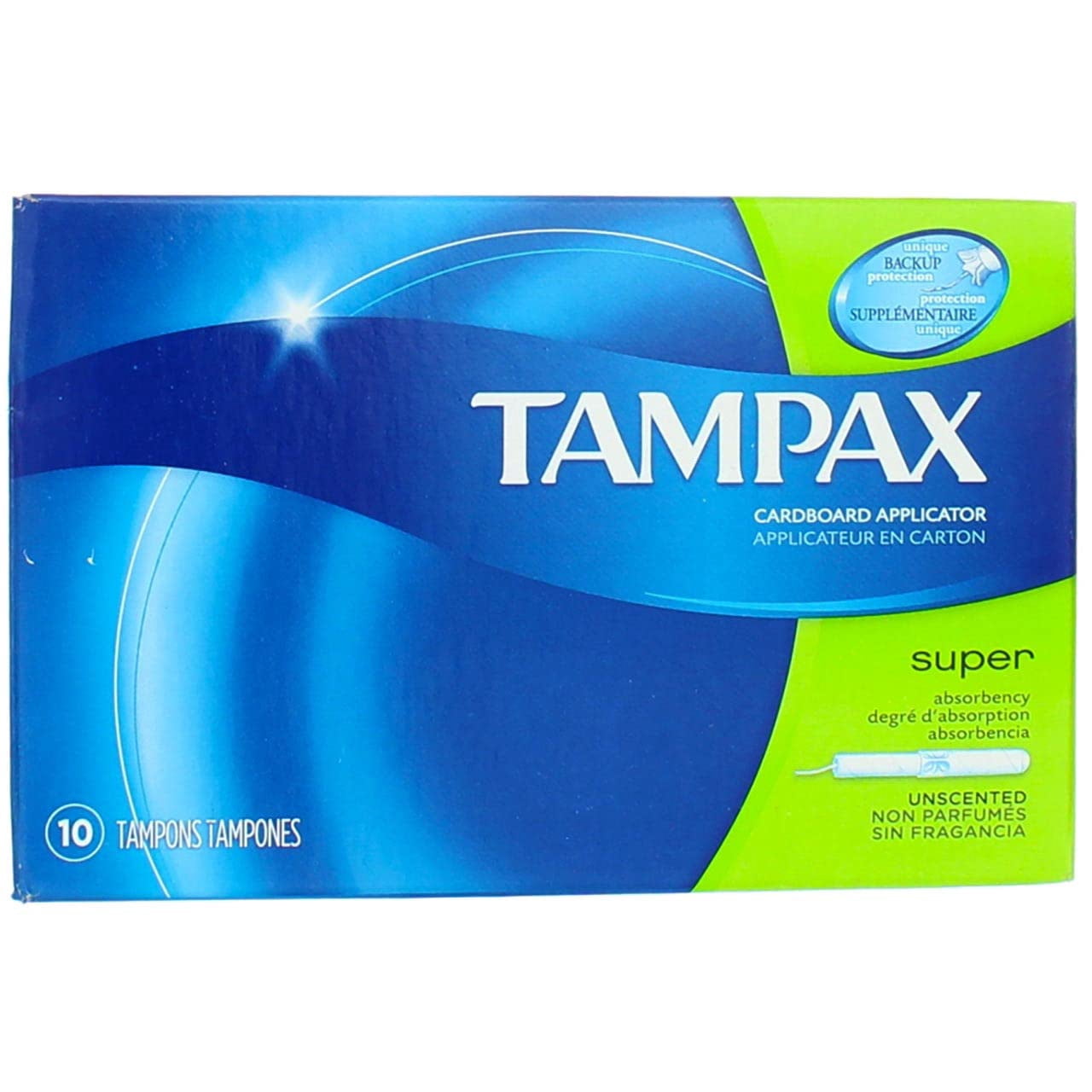 Tampon Tampax Super Absorbency sin perfume, 10 unidades x 12 paquetes ...