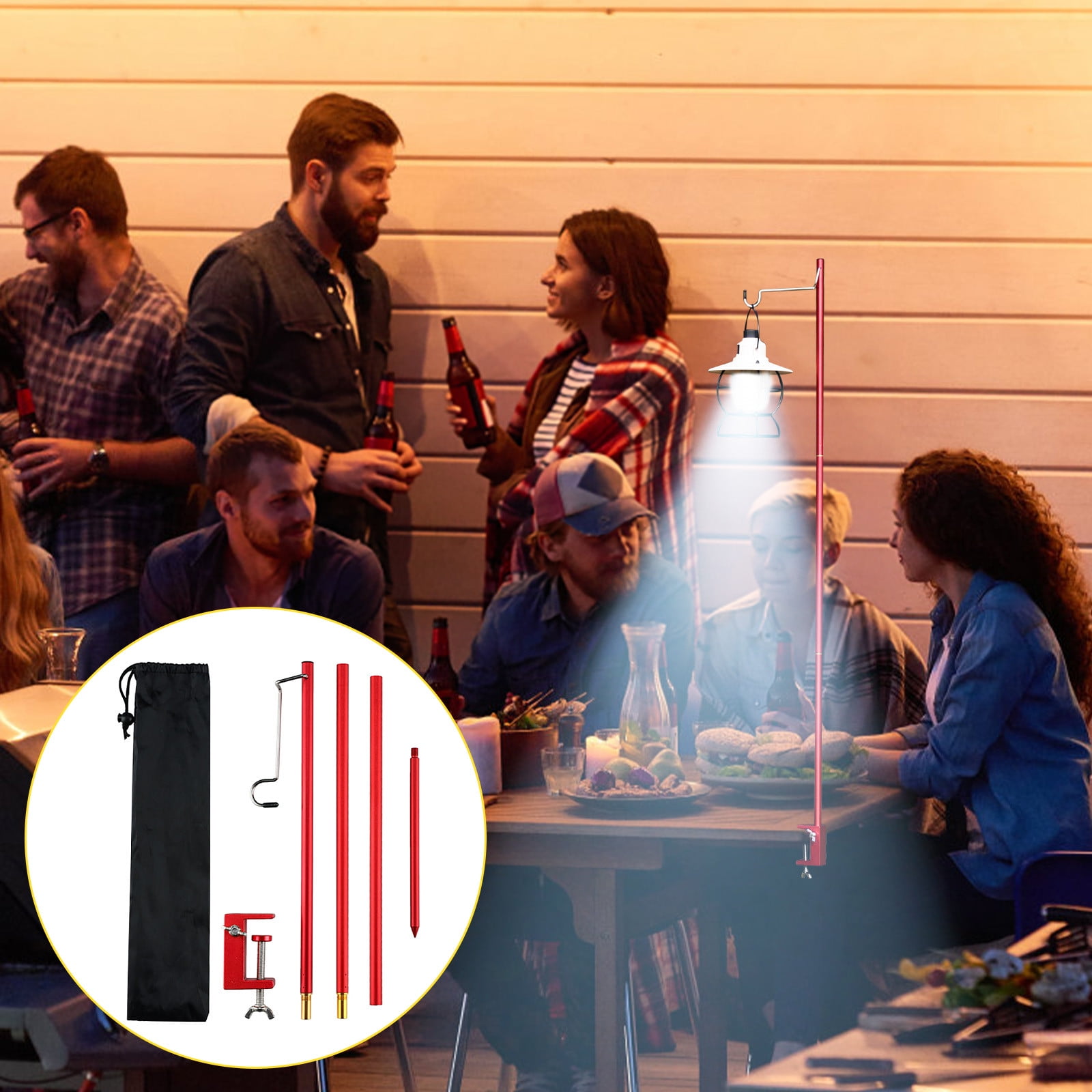 Kokovifyves Portable Collapsible Lantern Pole with Stake, Aluminum ...