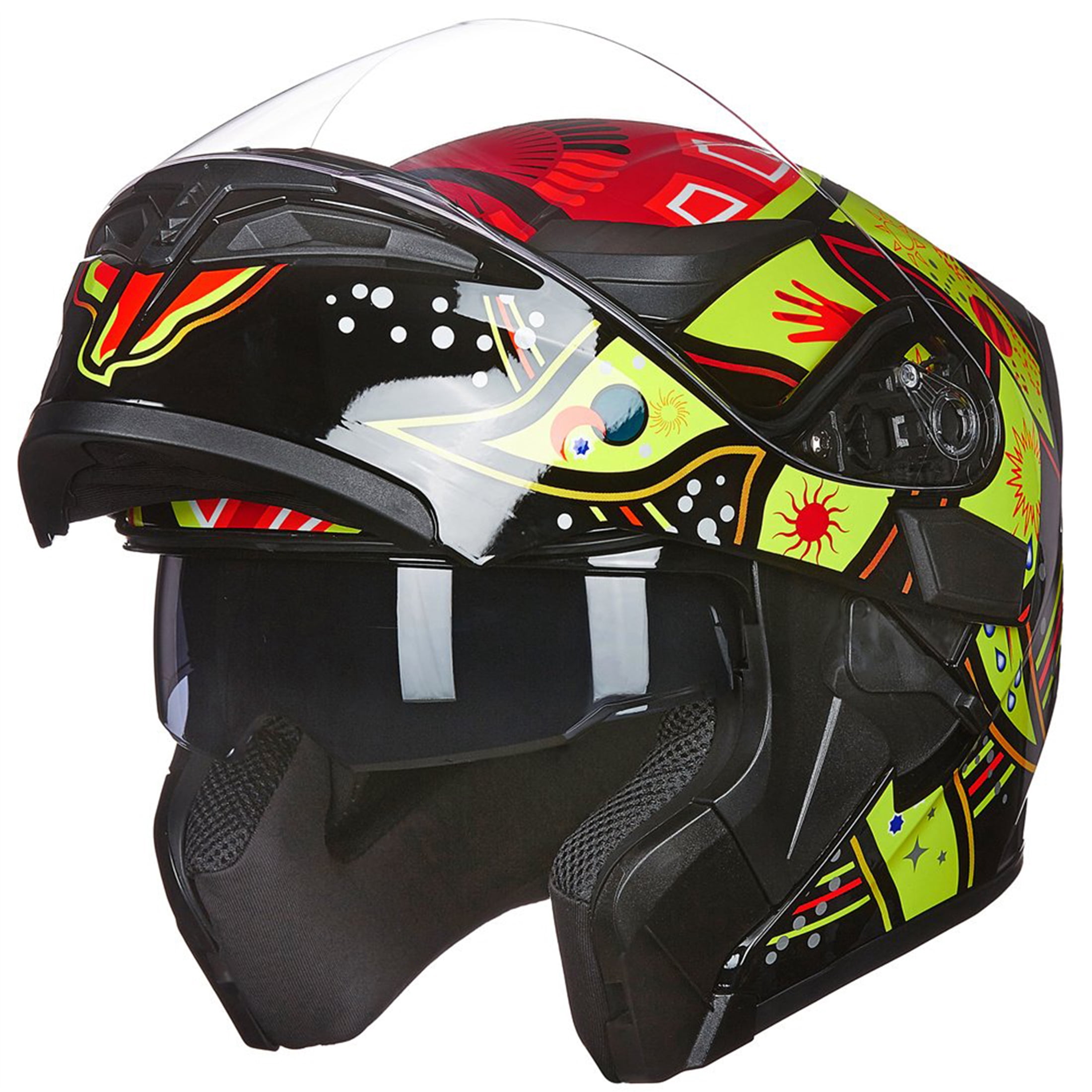 Full Face Motorcycle Helmet Dual Visor Sun Shield Flip up Modular ...