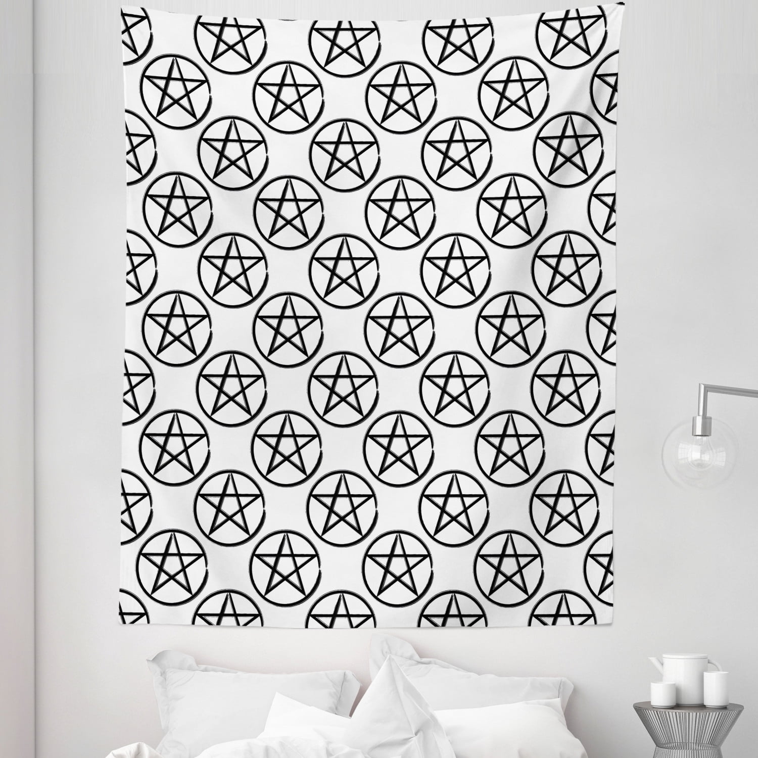 Pentacle Tapestry, Continuous Pattern of Hand Drawn Pentagram Star in ...