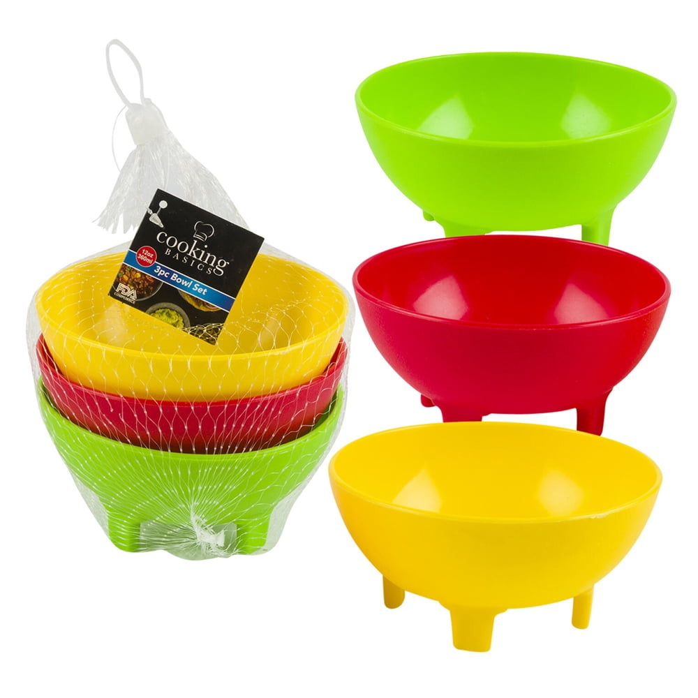 3 Pack Salsa Bowls Plastic Mexican Molcajete Chips Guacamole Bowls ...