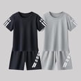 Boys Girls Tracksuit 4 Piece Kids Summer Outfits Short Sleeve Workout T ...