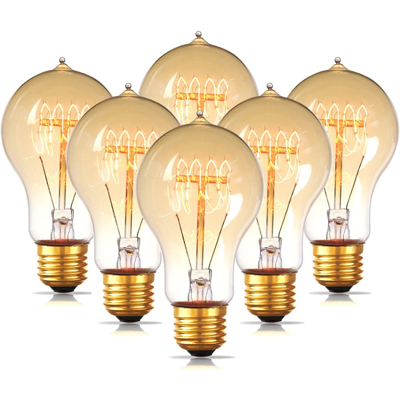6-Pack A60(A19) Edison Light Bulbs, Vintage Style 60W Dimmable Squirrel ...