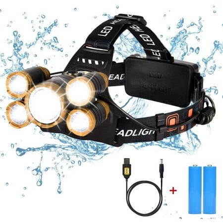 LED Rechargeable Headlamp, Ultra Bright Zoomable USB Head Lamp with Red ...