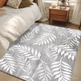 Ash Fronds Washable Area Rug 4x6 Gray Silver Slate Leaf Plant Canvas ...
