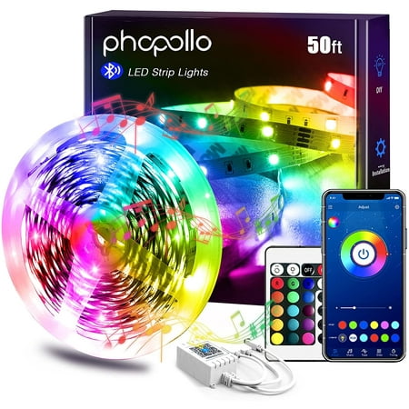 PHOPOLLO Led Lights for Bedroom 100 ft Phone App Control Bluetooth Music Sync Built in High ...