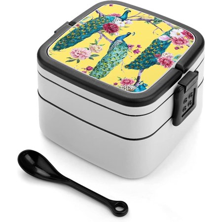 Wa ercolor Peacock Prin All In One Ben o Box Adul Lunch Con ainer Wi h ...
