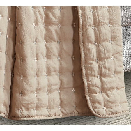 Harper Lane Ruse Cross Stitch Throw Tan - Walmart.com - Walmart.com