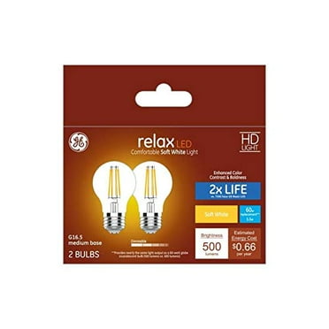 GE Relax 2-Pack 60 W Equivalent Dimmable Soft White A15 LED Light Fixture Light Bulbs Candelabra ...