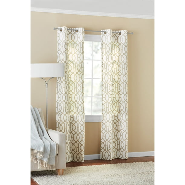 Mainstays Fretwork Window Curtain Panel Pair, 60" X 84", Brown ...