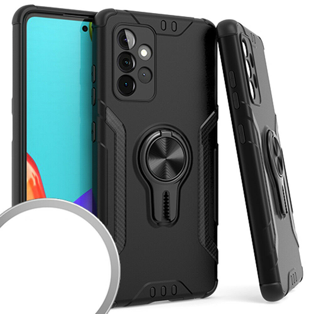 Kaleidio Case For Samsung Galaxy A52 5G [Combat Armor] 2-Piece Shockproof [Magnetic Ring Stand ...