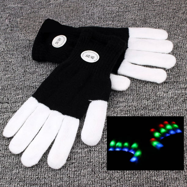 Hot LED Rave Flashing Glove Glow 7 Mode Light Up Finger Tip Lighting ...