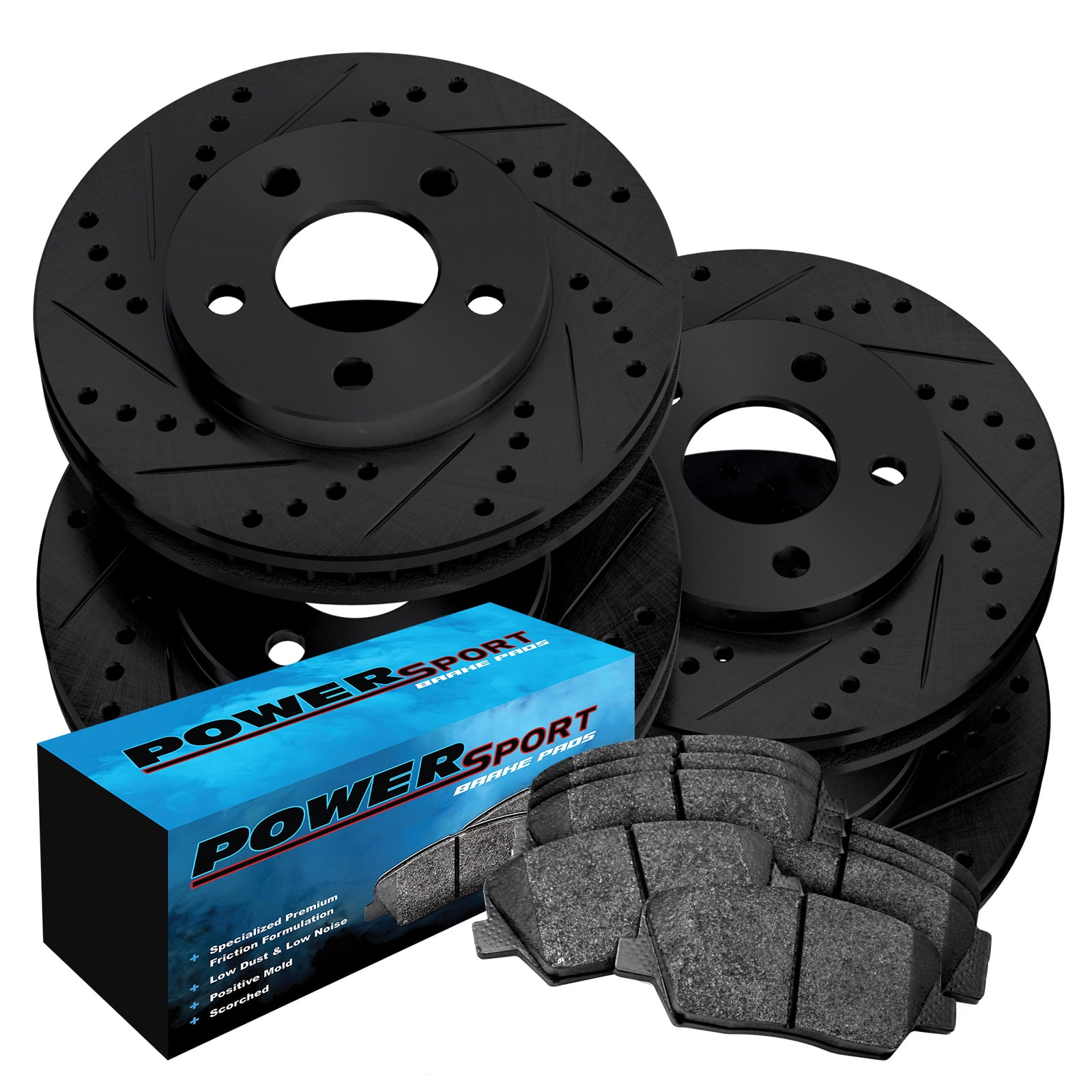 PowerSport Front Rear Brakes and Rotors Kit |Front Rear Brake Pads ...