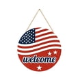Byujiro 4th of July Patriotic Welcome Sign Round Wooden Door Hanger ...