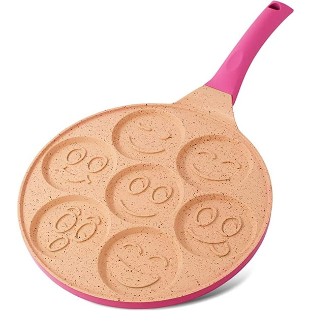 Jinsinto Pancake Pancake Pan with Smileys - 7 Holes Nonstick Aluminum ...