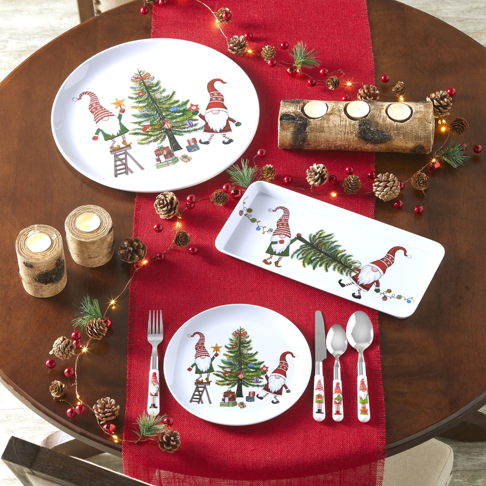 Santa gnomes plates Christmas plates Christmas dinnerware Christmas ...