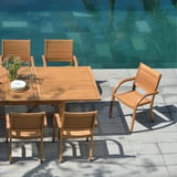 Amazonia 11-Piece Outdoor Expandable Wood Dining Furniture, Eucalyptus ...