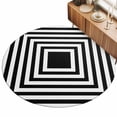 Black Concentric Squares 4' Round Rug for Cozy Reading Nook Home Office ...