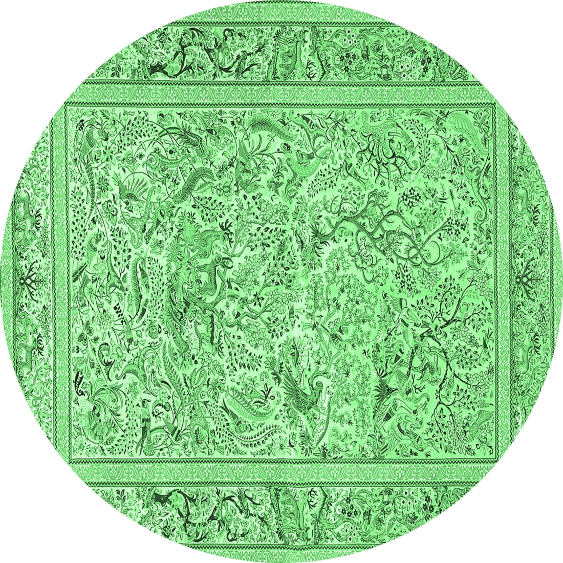 Ahgly Company Indoor Round Animal Emerald Green Traditional Area Rugs ...