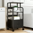 Arlopu Mobile Printer Stand, 4 Tier Rolling Printer Cart Wood File ...