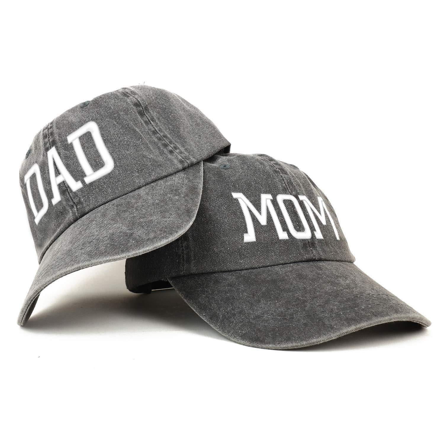 Trendy Apparel Shop Capital Mom and Dad Pigment Dyed Couple 2 Pc Cap ...