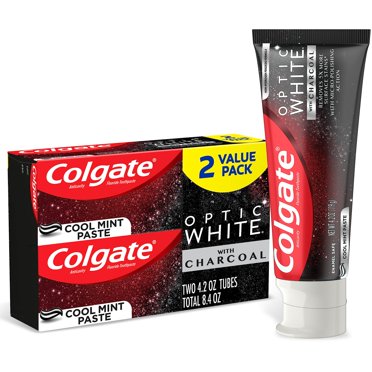 Colgate Optic White Charcoal Toothpaste, Cool Mint Black and White ...