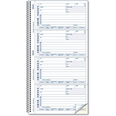 Adams® Wirebound Telephone Message Book, 2-Part Carbonless, 5-1/4" x 11 ...