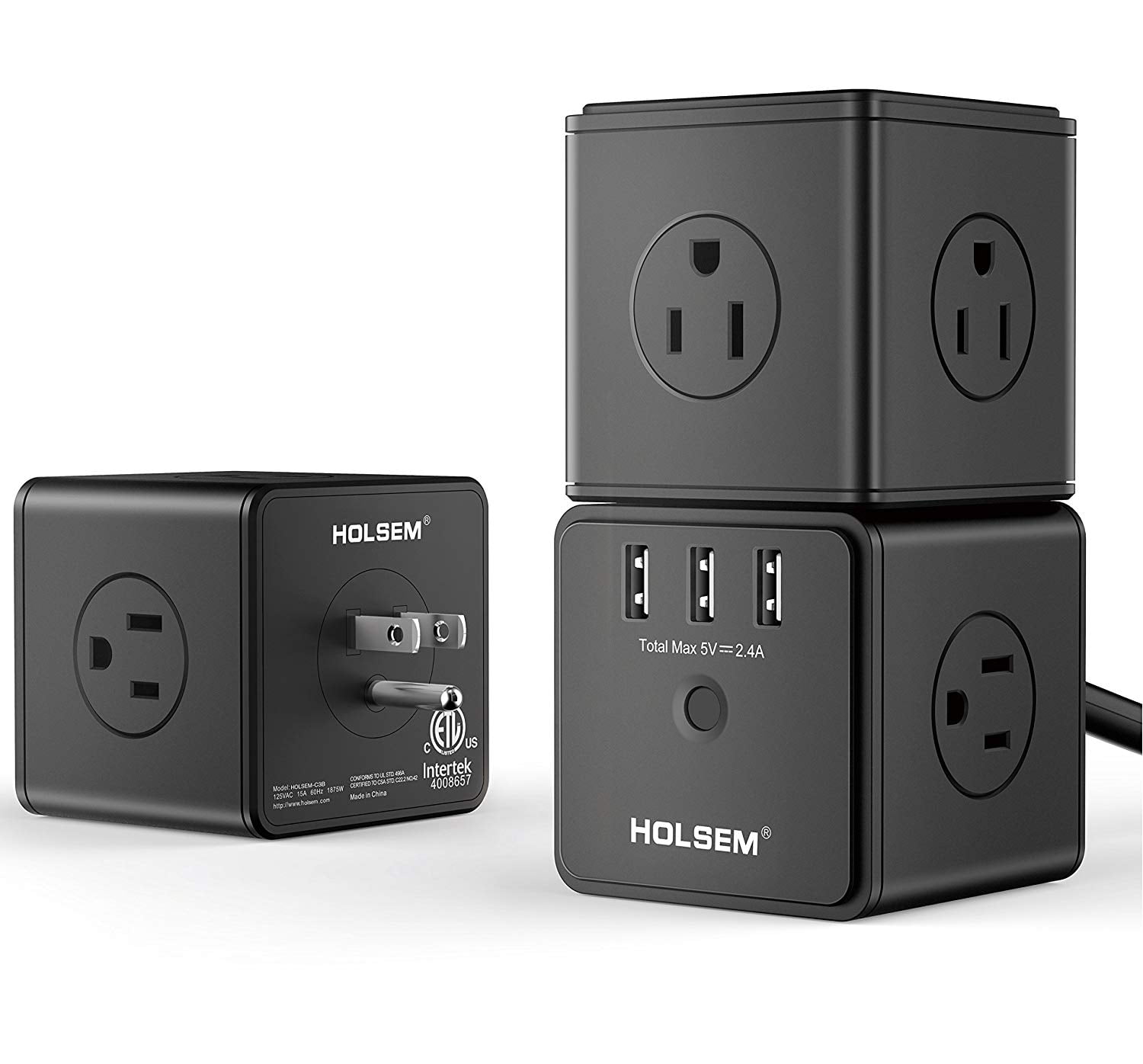HOLSEM Power Cube Surge Protector 14 AC outlets, 3 Smart USB Ports (5V ...