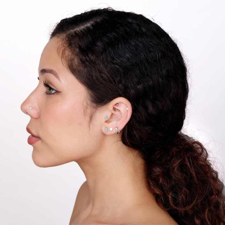 Triple Forward Helix Piercing Hoops